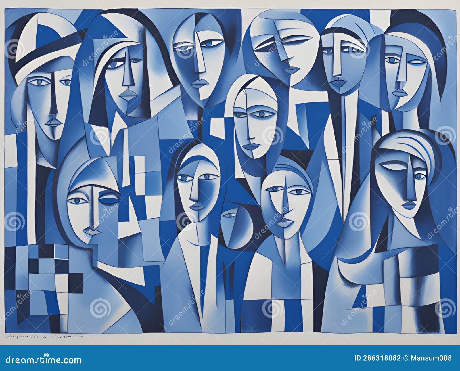 Blue and White of Human Cartoon Shape, Ai Generated Stock Illustration ...