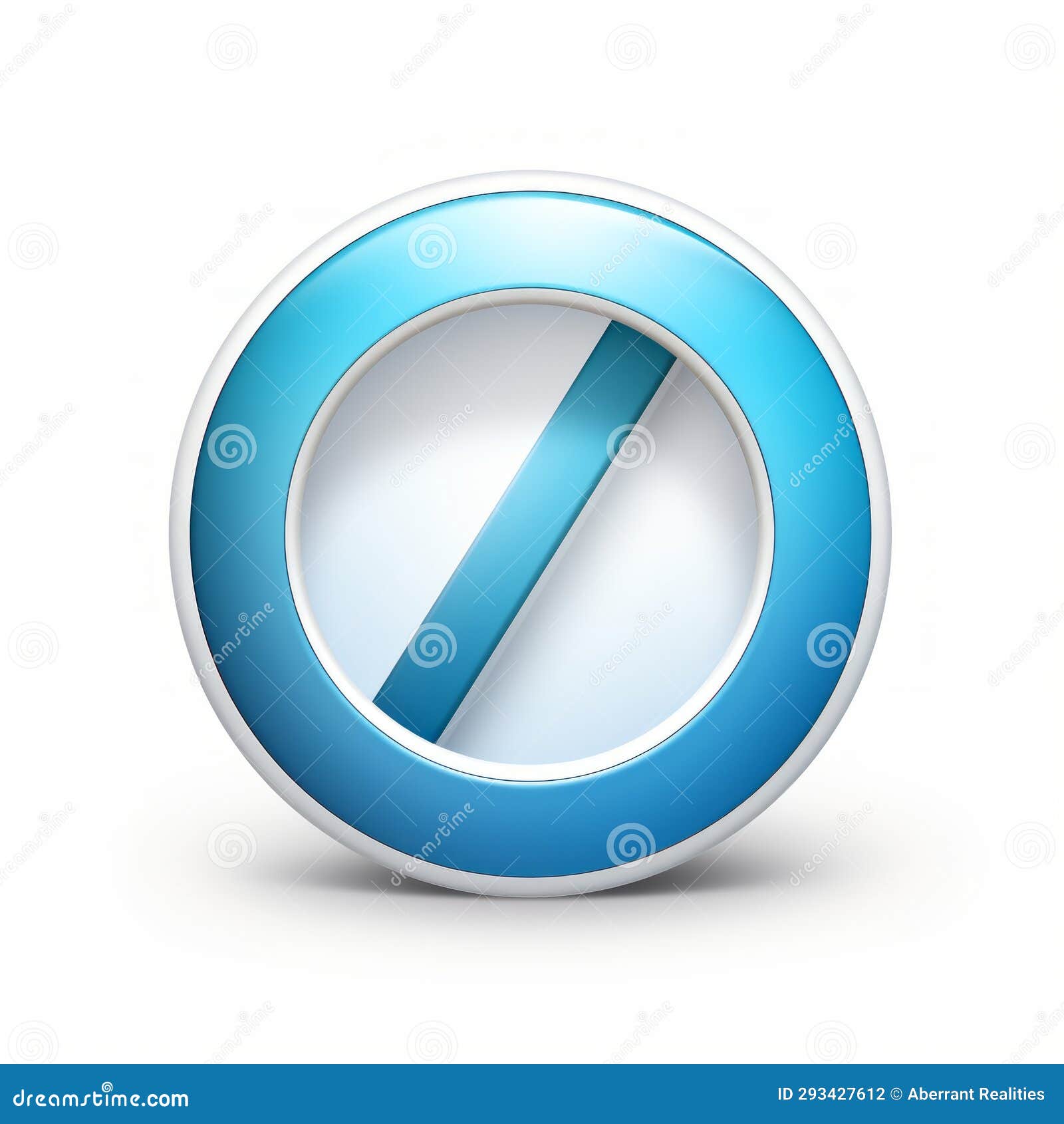 A Blue and White Icon of a No Entry Sign on a White Background Stock ...