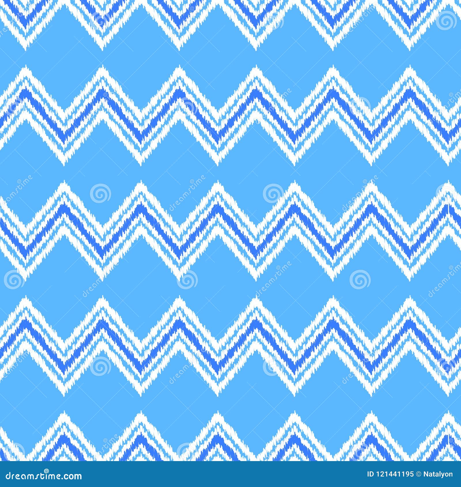 Blue and White Ikat Ornament Geometric Abstract Fabric Seamless Pattern ...