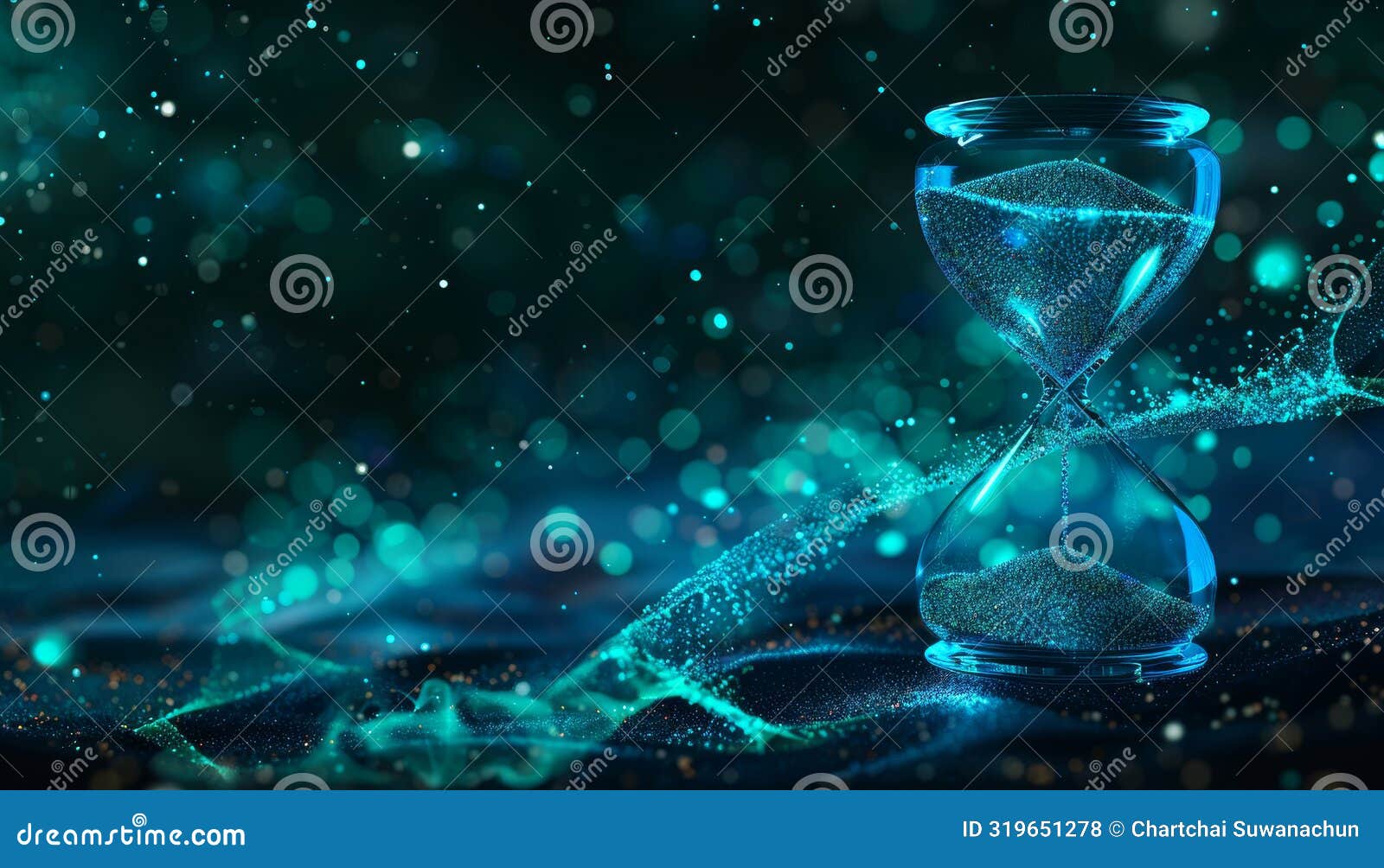 A Blue and White Image of a Sand Timer with a Blue Background by AI ...