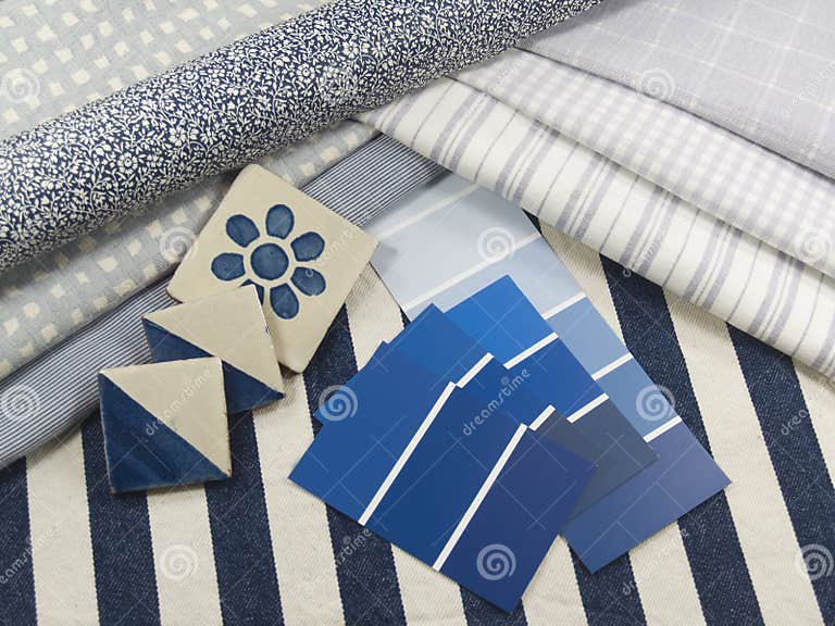 Blue and White Interior Design Plan Stock Photo - Image of blue ...