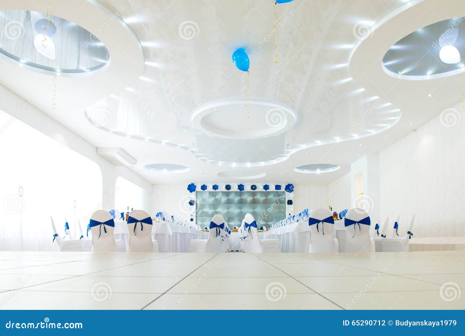 Blue and White Interior of the Restaurant Stock Photo - Image of blue ...