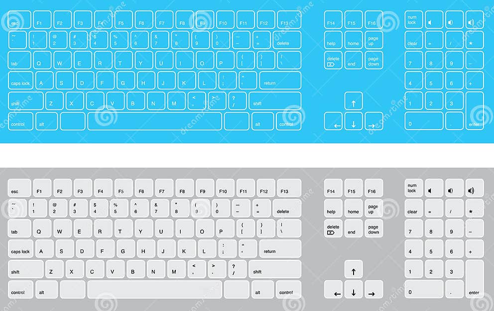 Blue and white keyboards stock vector. Illustration of letters - 8416087