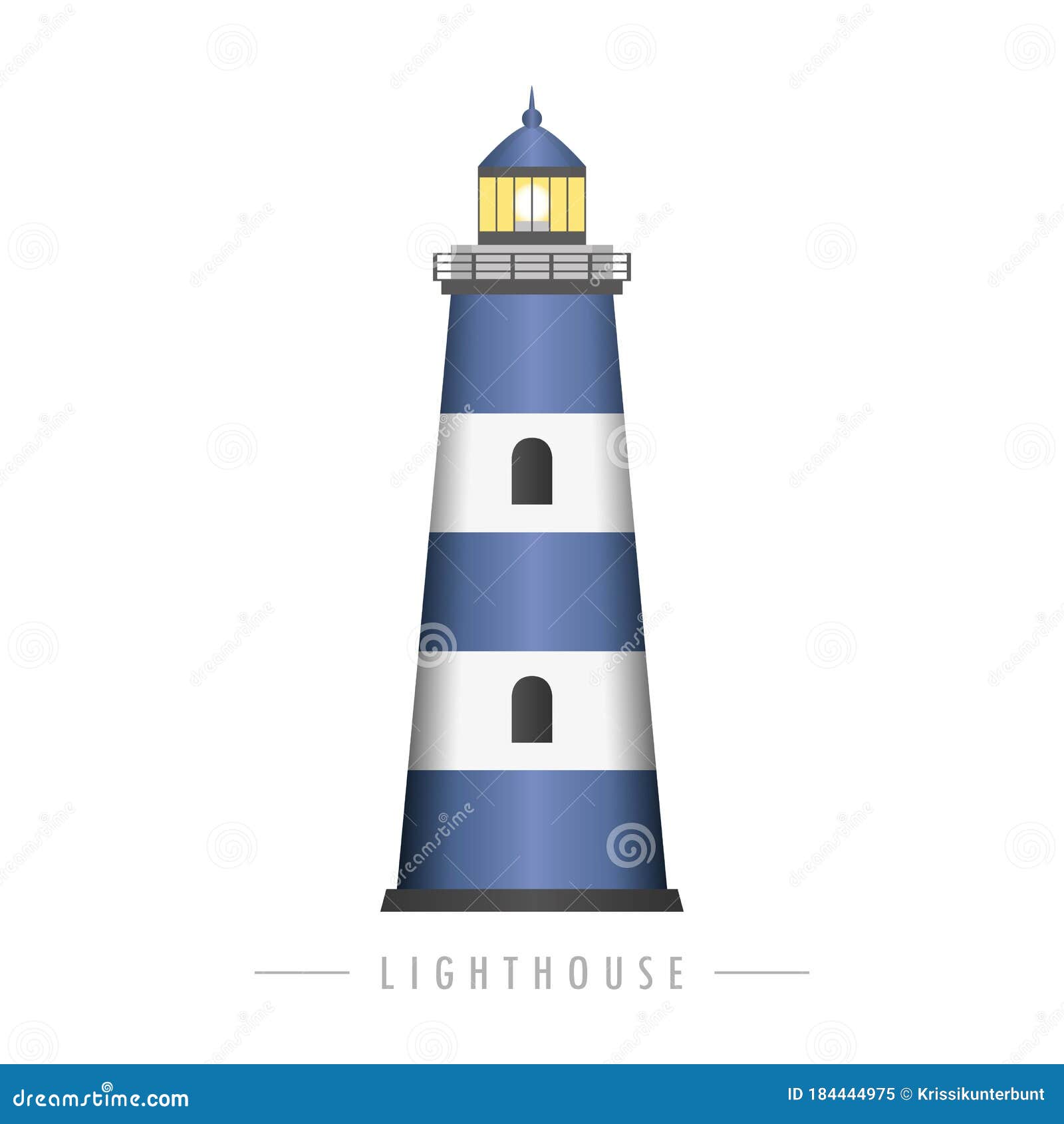 Blue and White Lighthouse Isolated Stock Vector - Illustration of logo ...