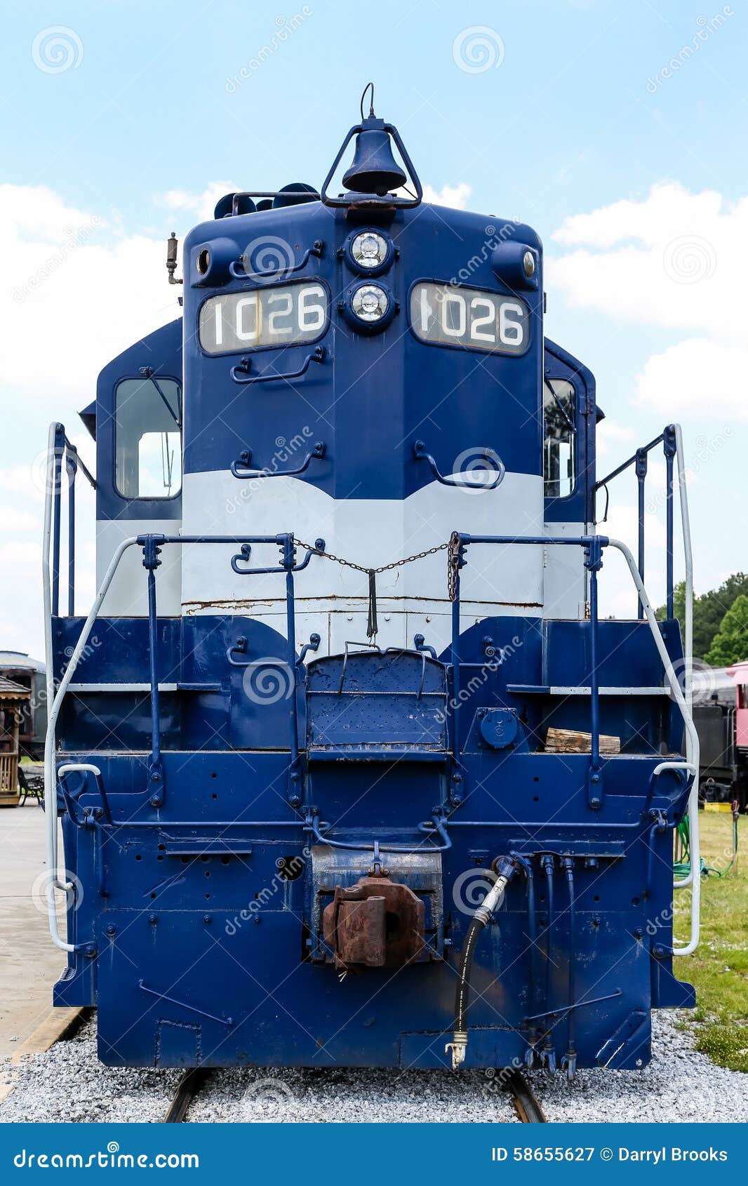 Blue and White Locomotive stock image. Image of transportation - 58655627