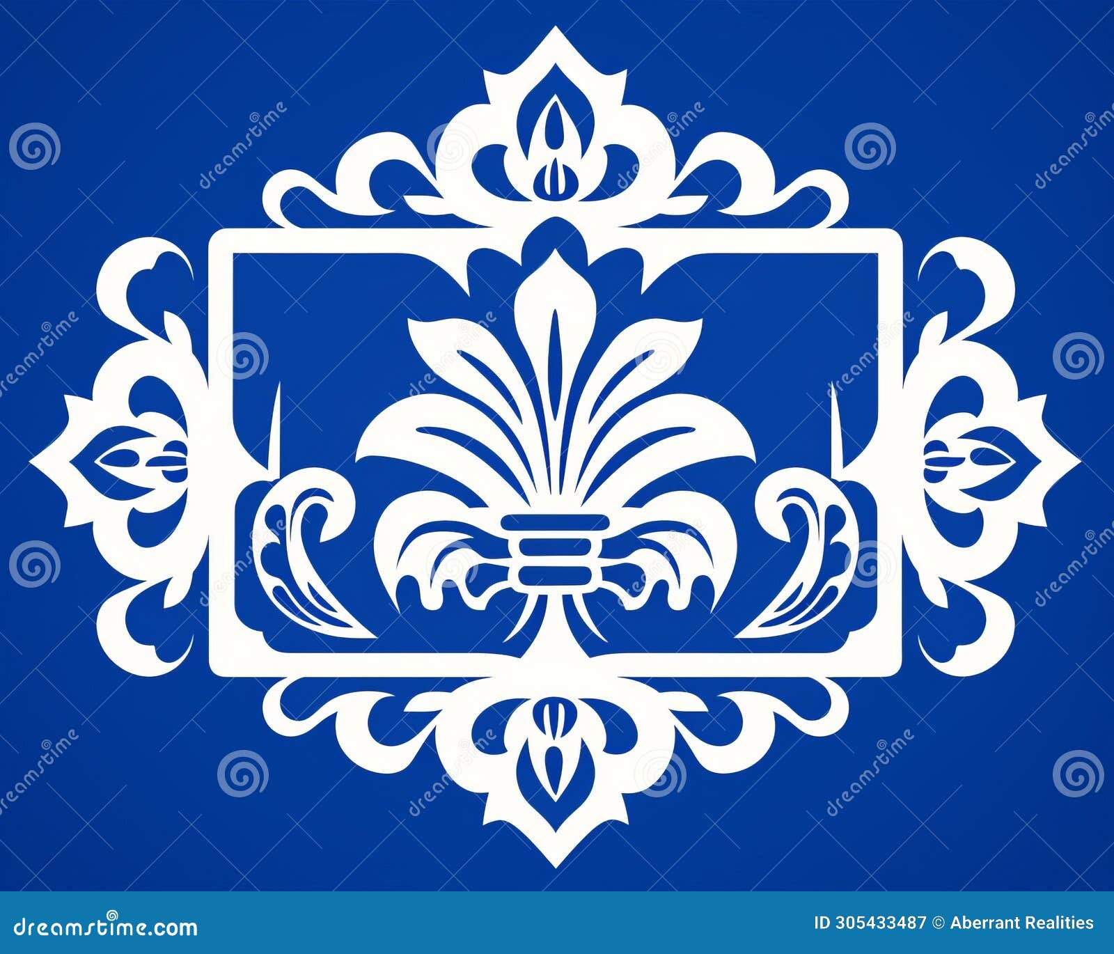 A Blue and White Logo with a Floral Design Stock Illustration ...