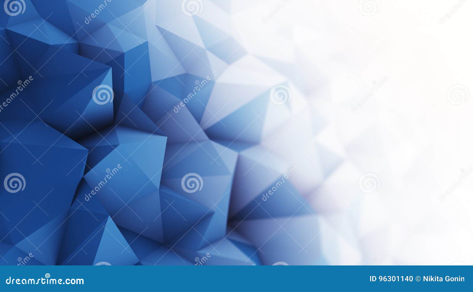 Blue White Low Poly Surface 3D Rendering Stock Illustration ...