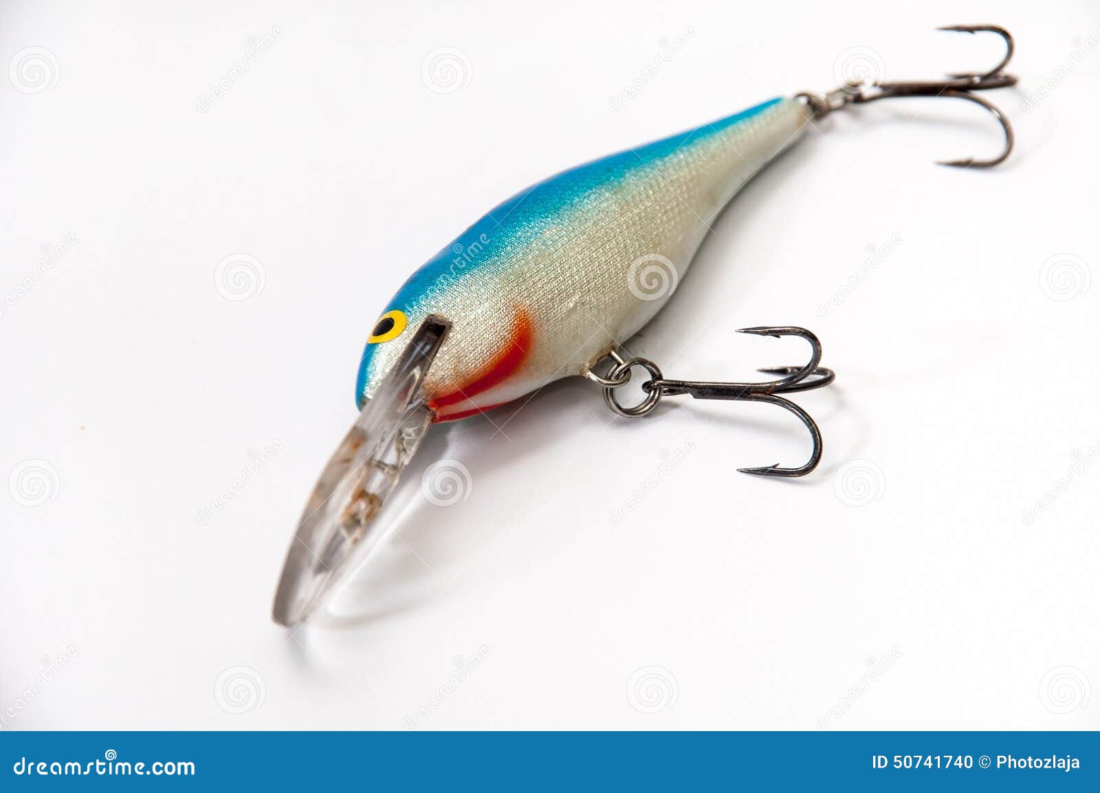 Blue and White Lure for Fishing with a Three-arm Hooks Stock Photo ...
