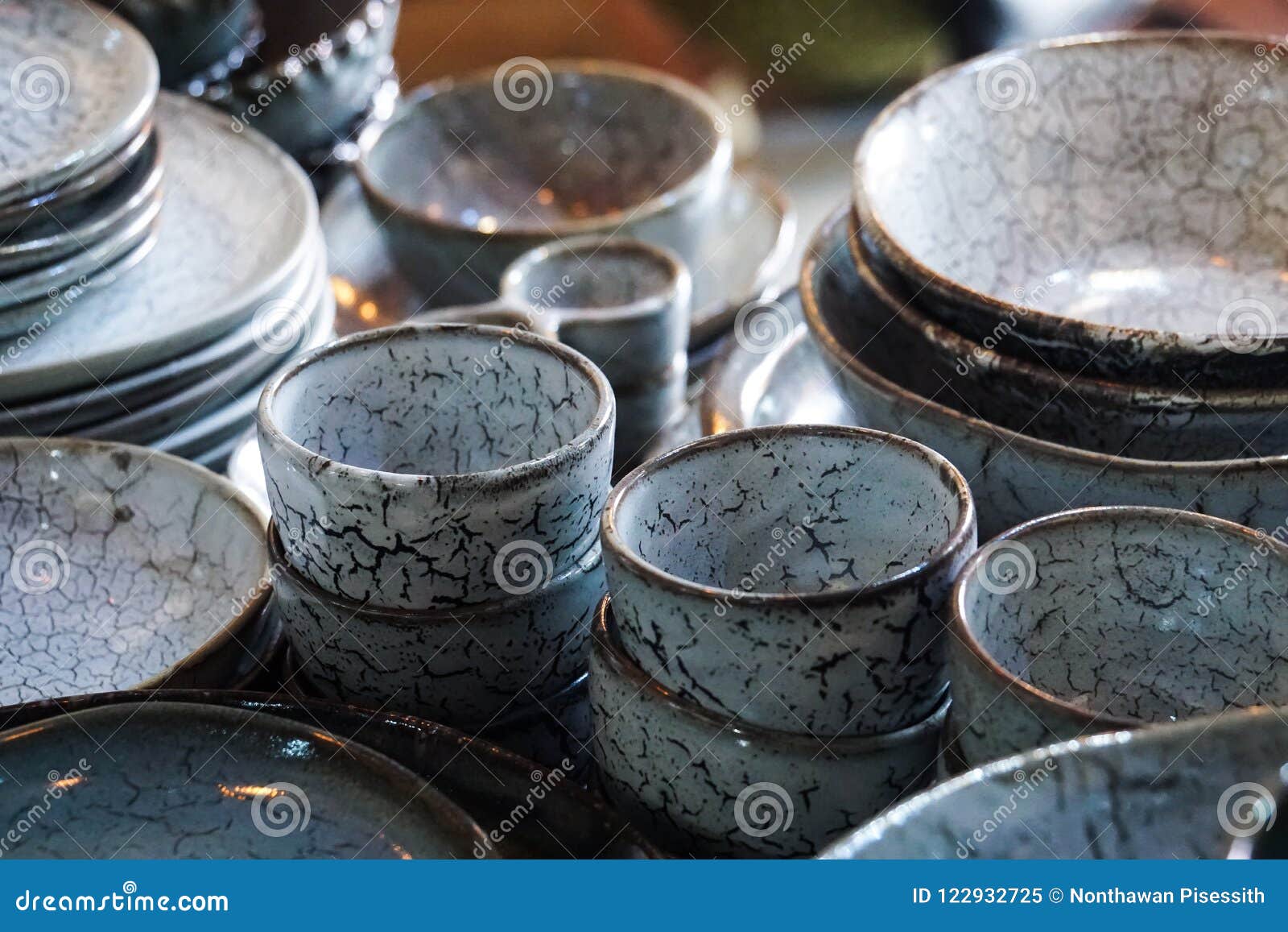 Blue White Marble Pattern Ceramic Porcelain Dinnerware Plates Dishes ...