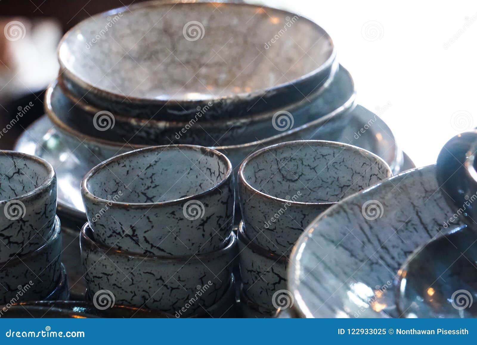 Blue White Marble Pattern Ceramic Porcelain Dinnerware Plates Dishes ...