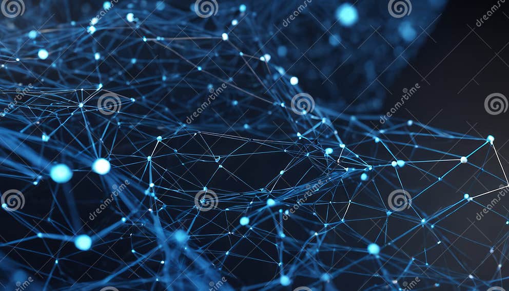 A Blue and White Network of Interconnected Nodes Stock Illustration - Illustration of networked ...