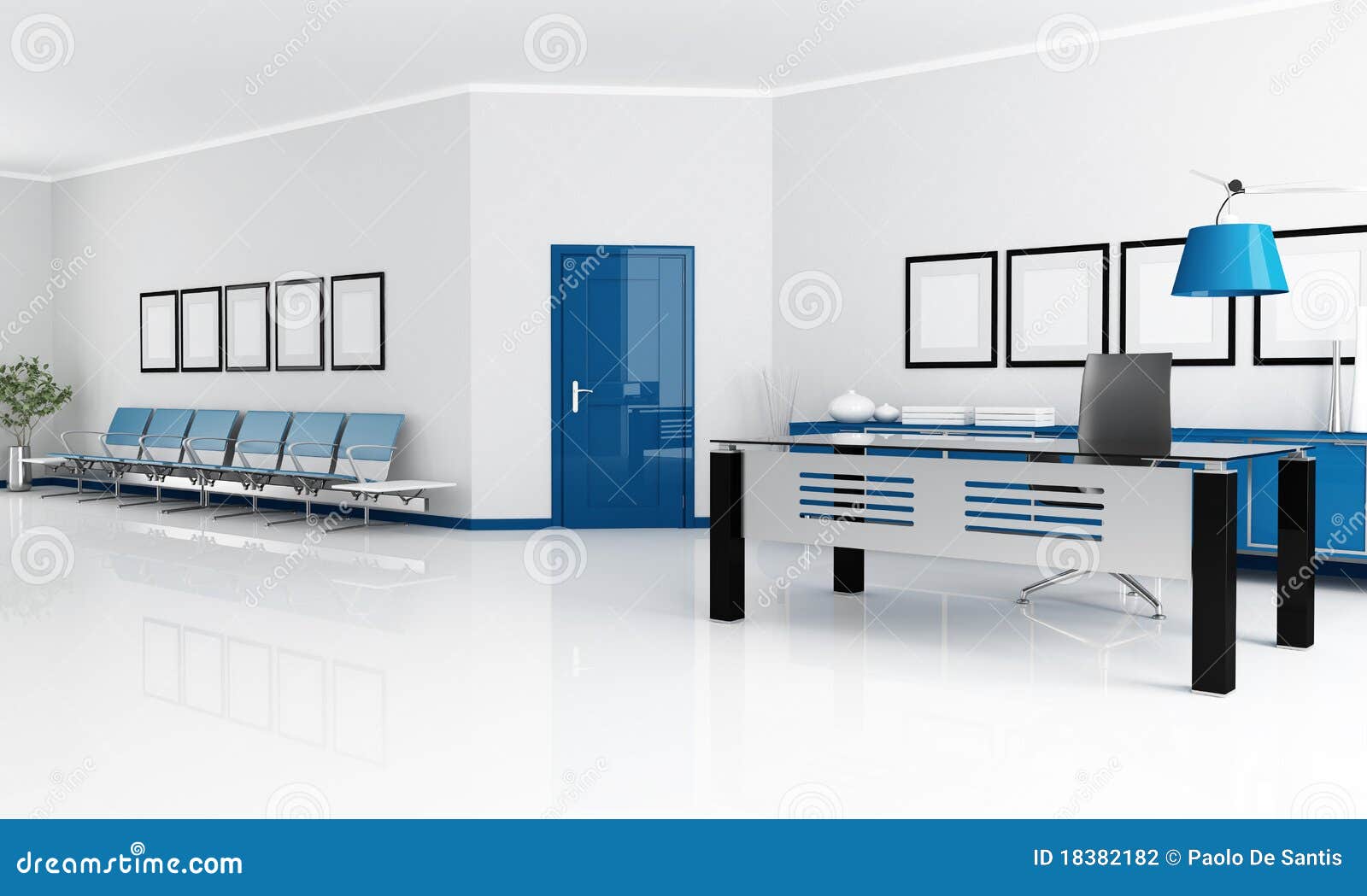 Blue and white office stock illustration. Illustration of design - 18382182