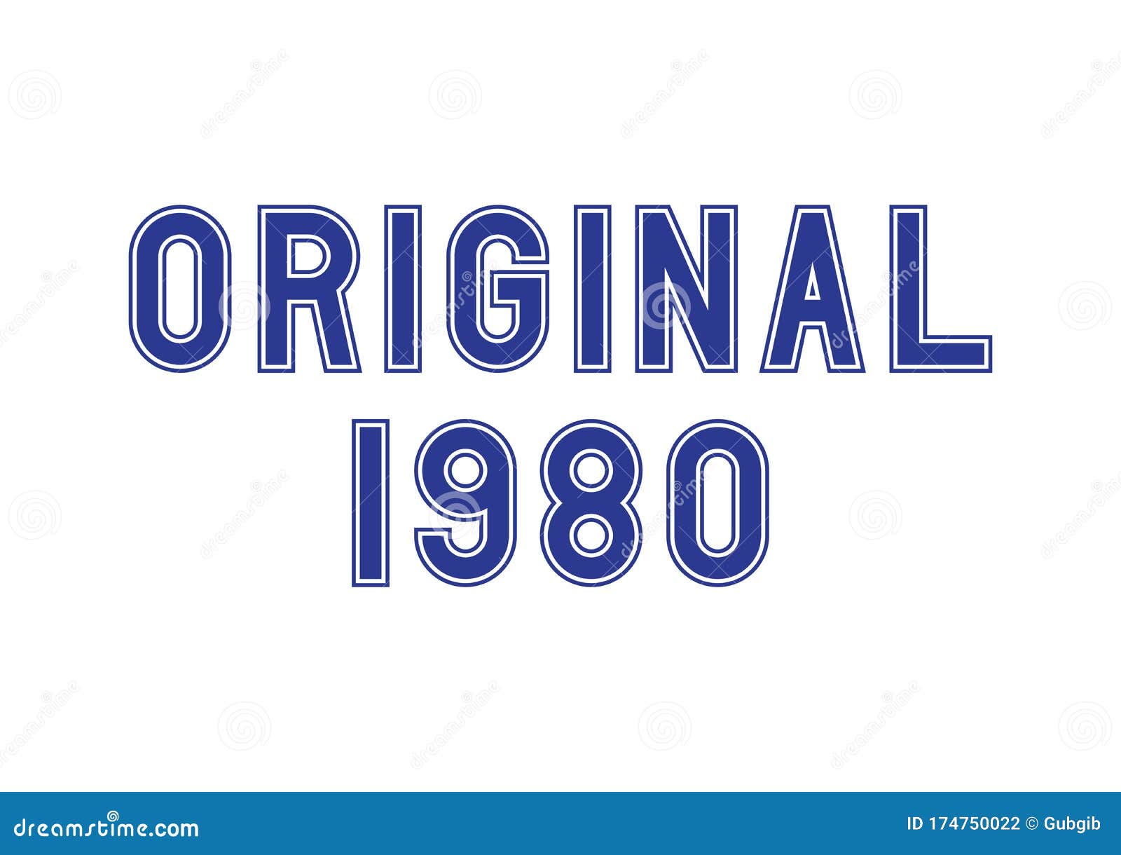 Blue and White Original Year 1980 Text on White Background Stock Vector ...