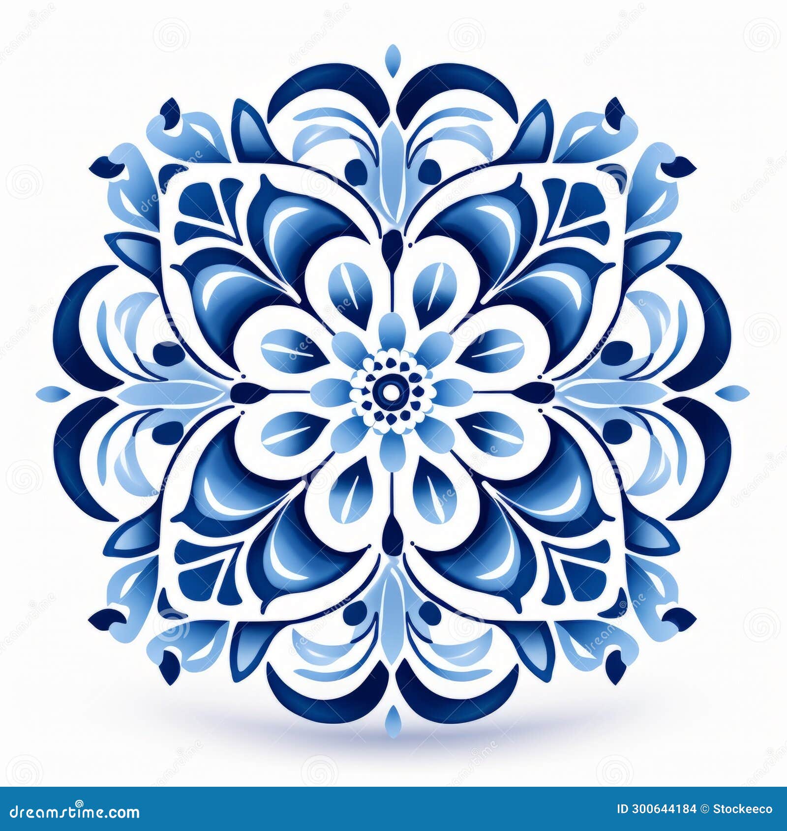 Blue And White Ornamental Flower Design Reviving Historic Art Forms Stock Illustration