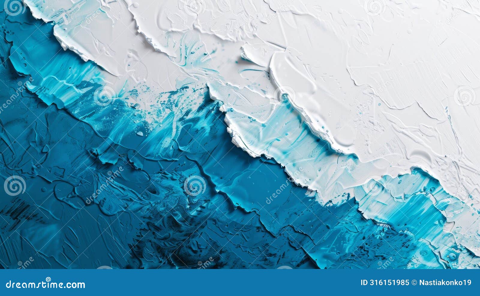 Blue and White Paint Artwork on Wall Stock Image - Image of ...