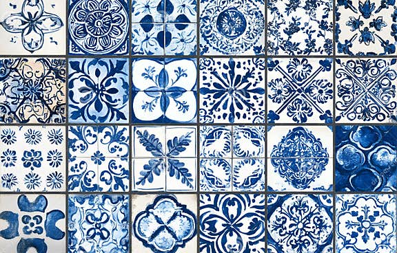 Spanish Blue and White Tile Pattern Stock Illustration - Illustration ...