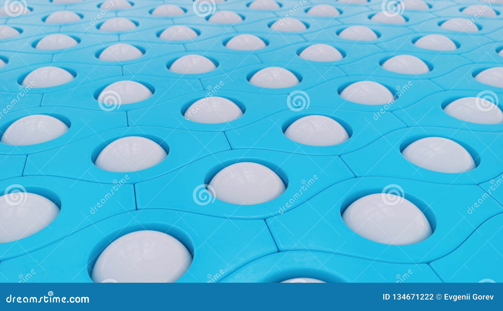 Blue Pattern White Balls Abstract Background, 3D Illustration. Stock ...