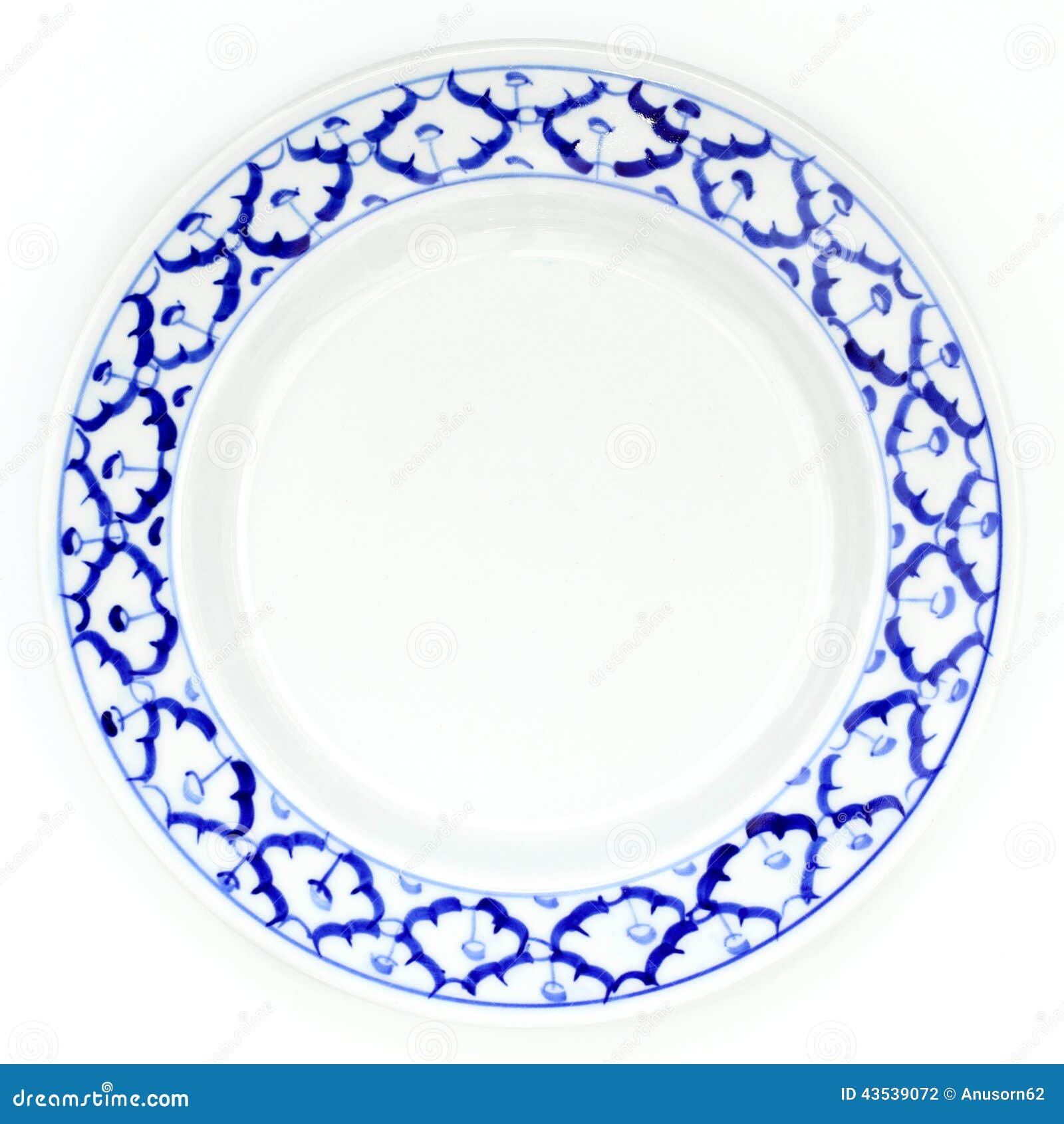 Blue and White Plate Pineapple Pattern Traditional Style Stock Photo ...