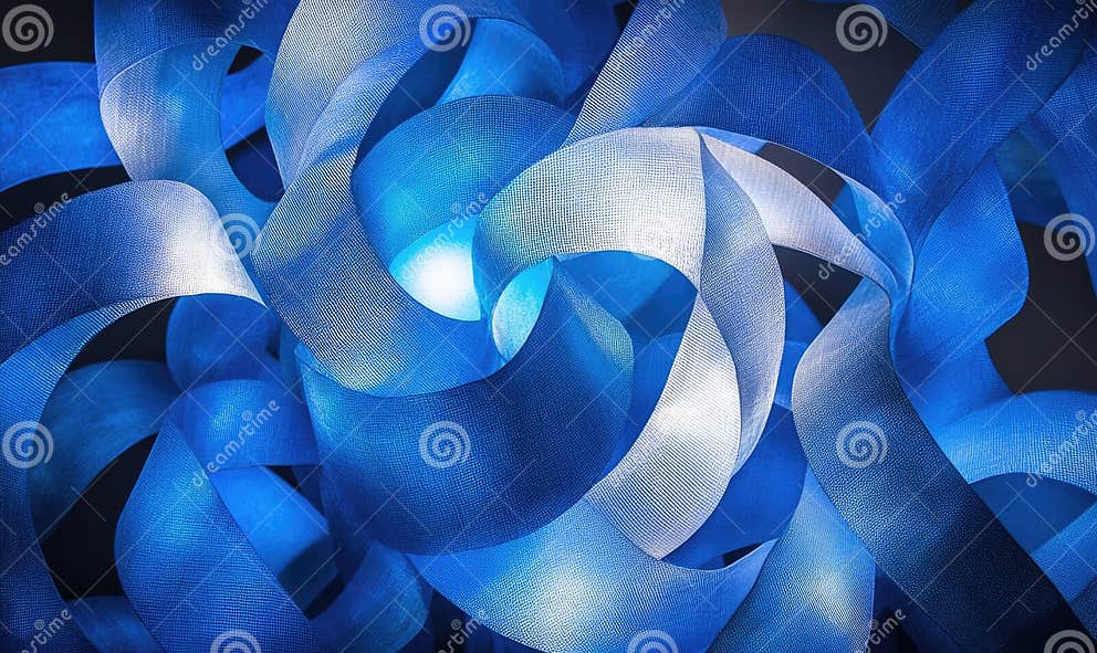 A Blue and White Ribbon with a White Dot in the Middle Stock Photo ...