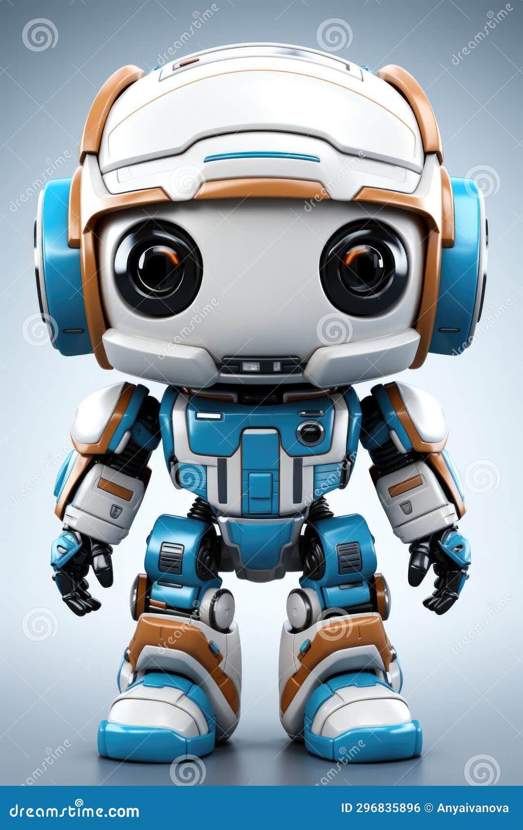 A Blue and White Robot Standing on a Gray Surface Stock Illustration ...