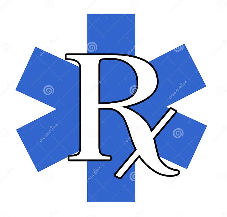 Blue and White RX stock vector. Illustration of symbol - 4645675
