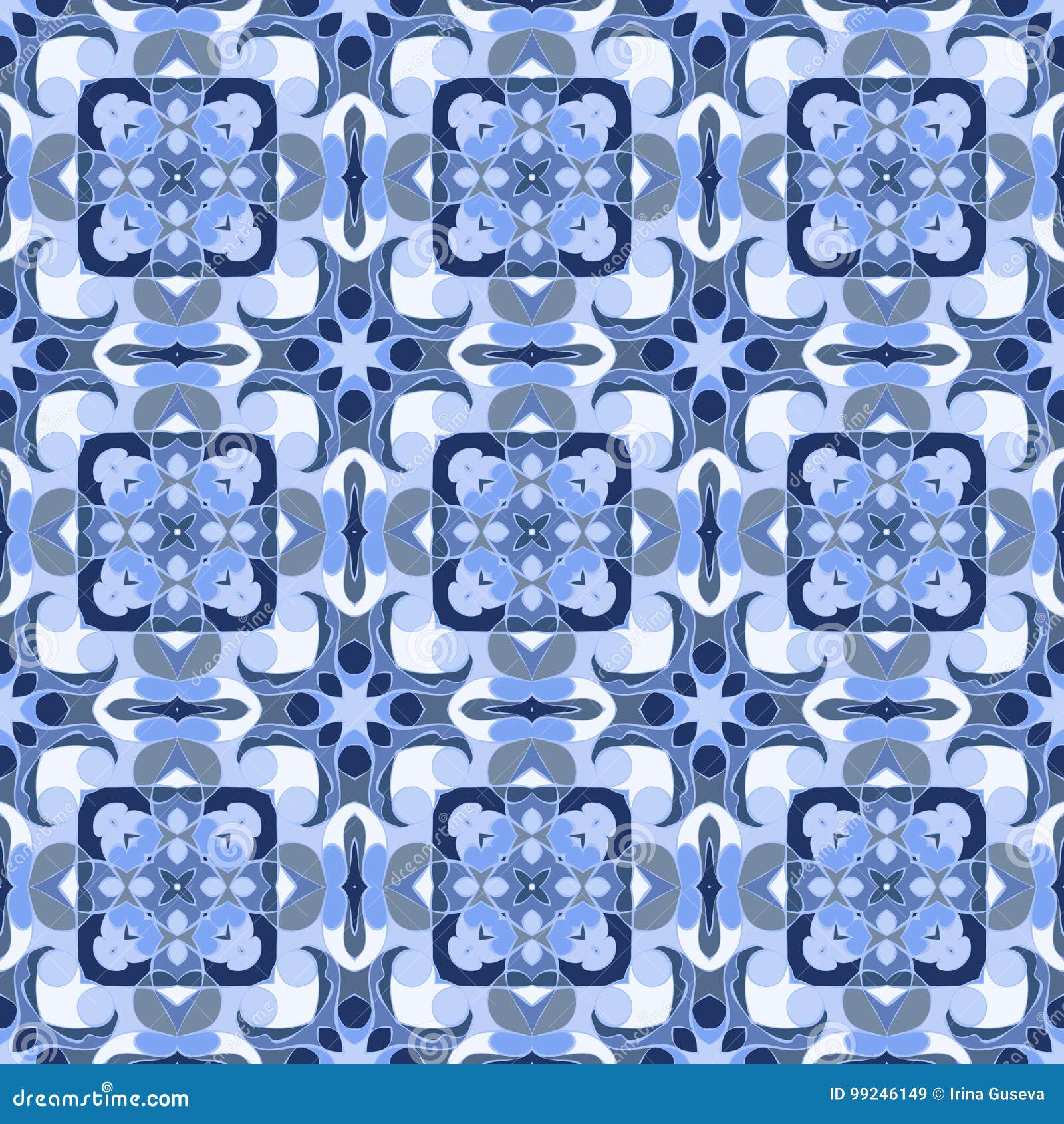 Blue and White Seamless Pattern Stock Vector - Illustration of circle ...