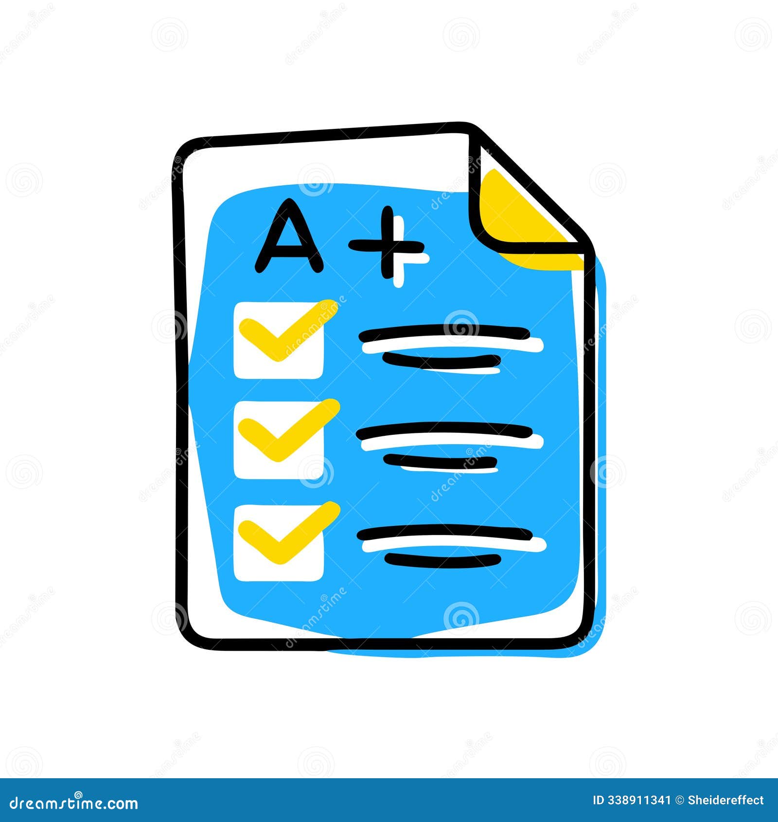 A Blue and White Sheet of Paper with a Check Mark on it Stock Image ...