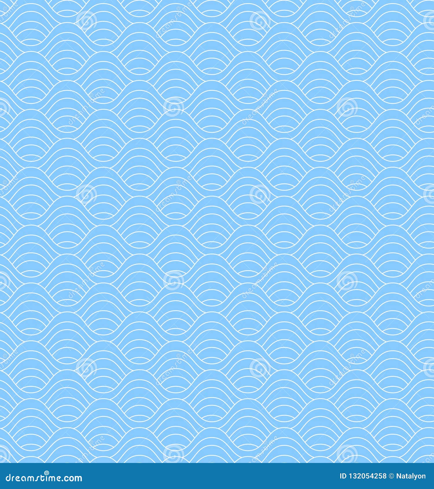 Blue and White Simple Geometric Waves Seamless Pattern, Vector Stock ...