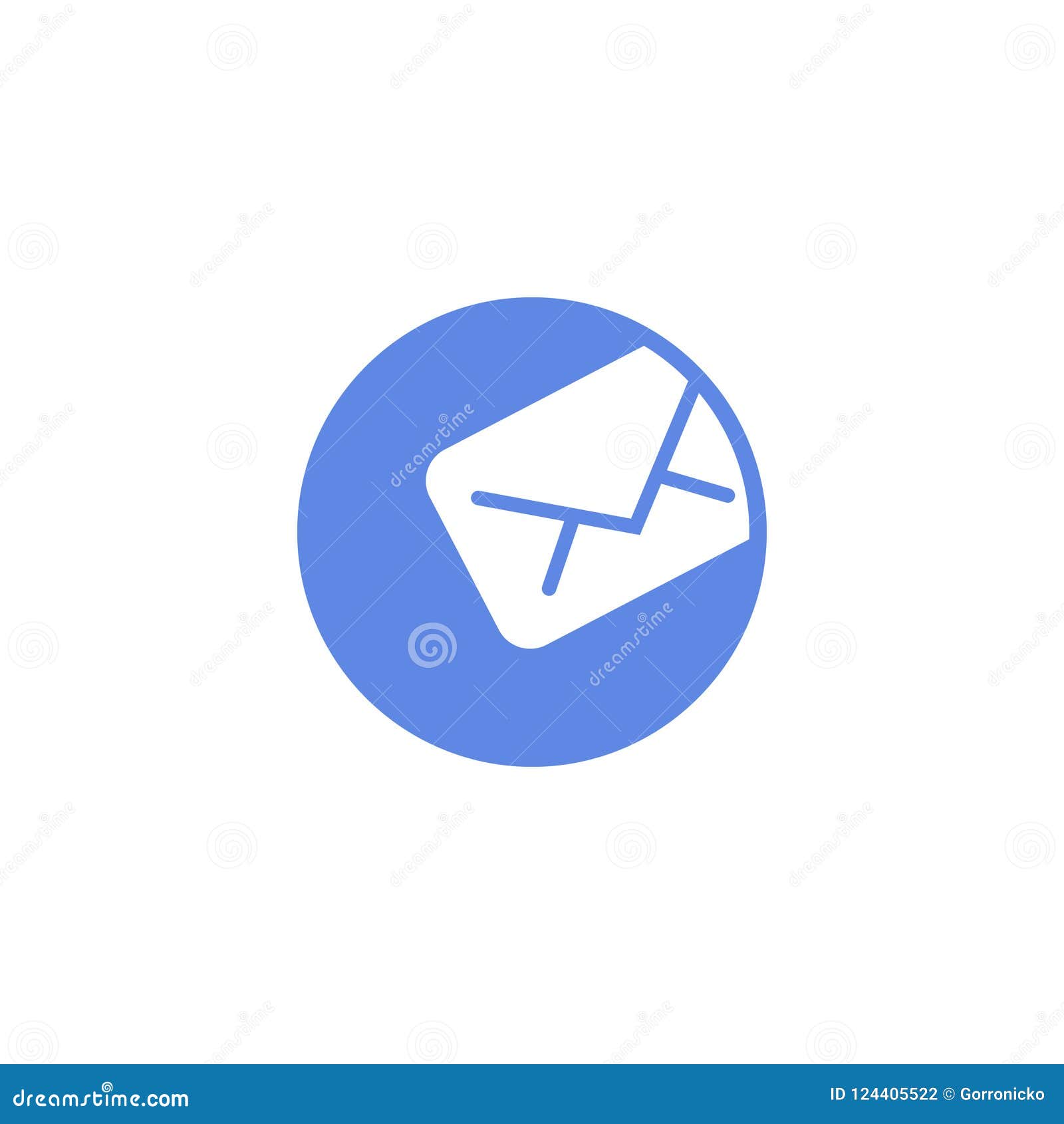 Simple Vector Flat Art Round Icon of Letter Message Stock Illustration ...