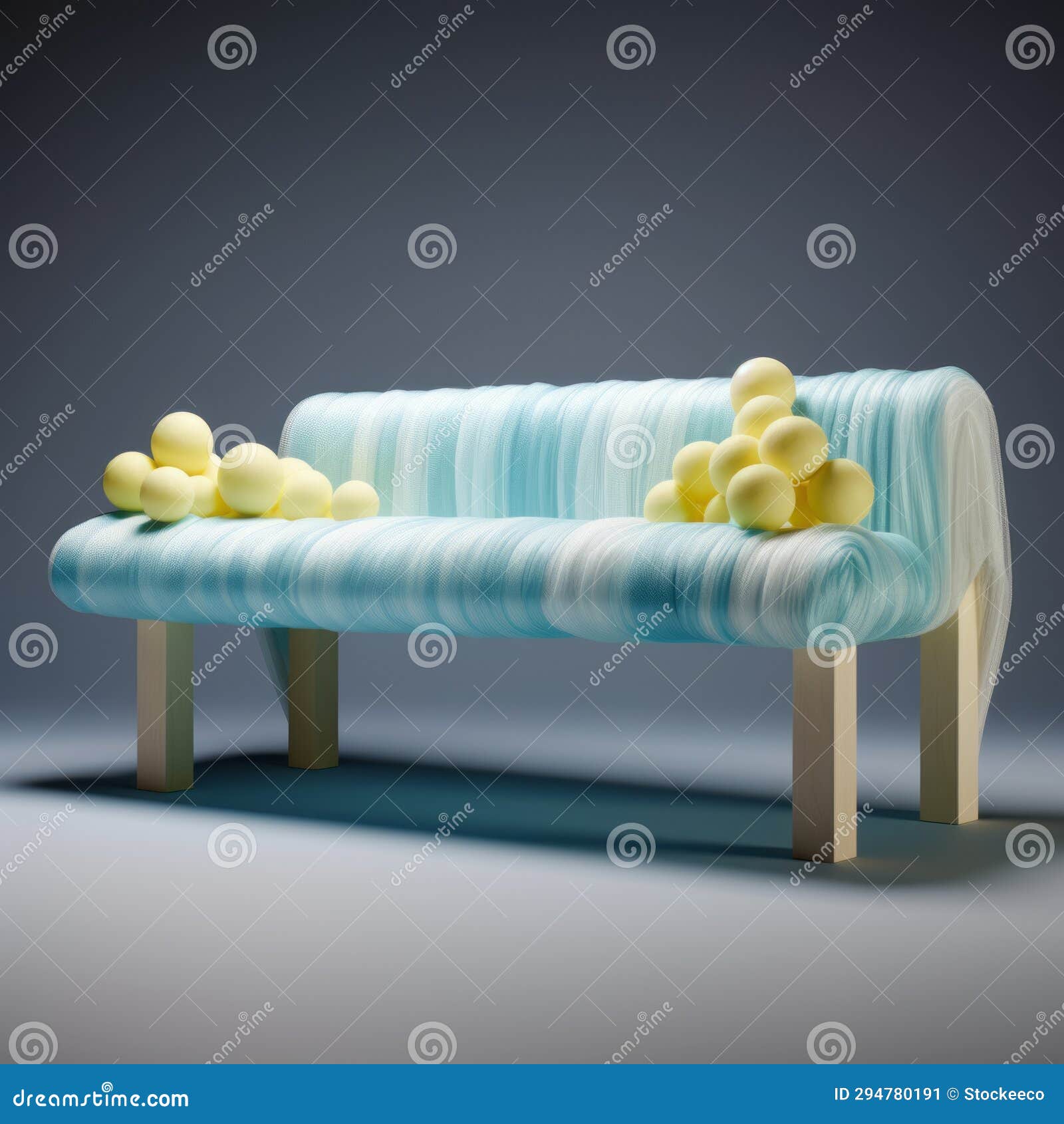 Blue and White Sofa with Fluid Form Style and Cheese Material Stock ...