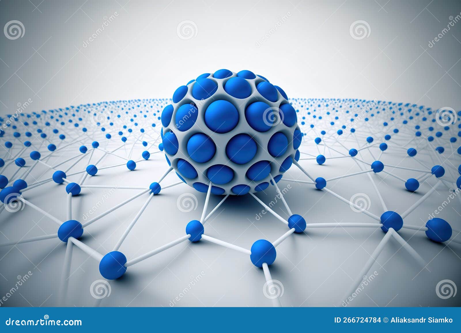 Blue and White Sphere Network Structure - 3D Illustration Stock ...