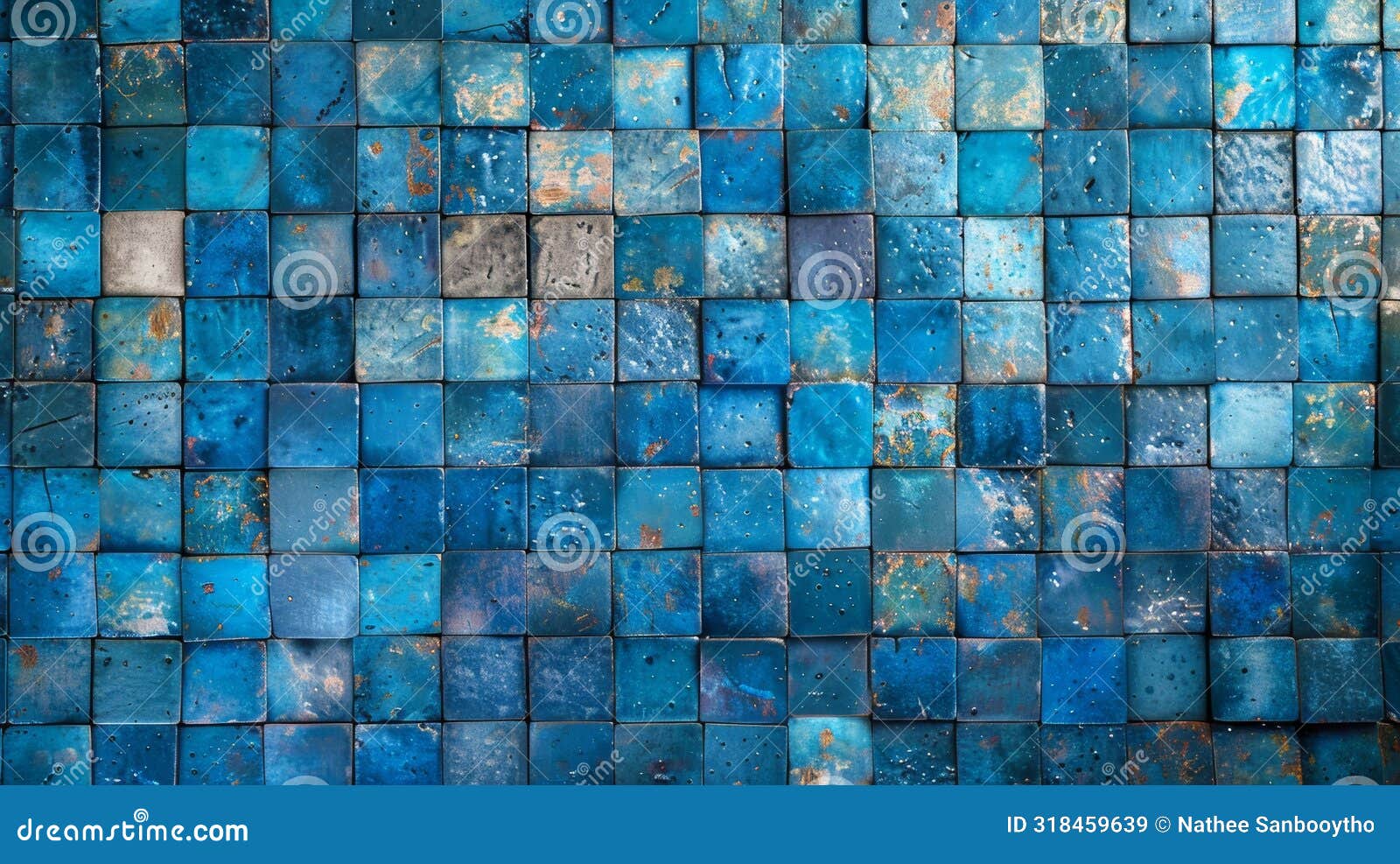 Blue and White Square Mosaic Tiles Stock Illustration - Illustration of ...