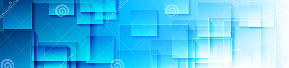 Blue and White Squares Abstract Tech Geometric Banner Stock Vector ...