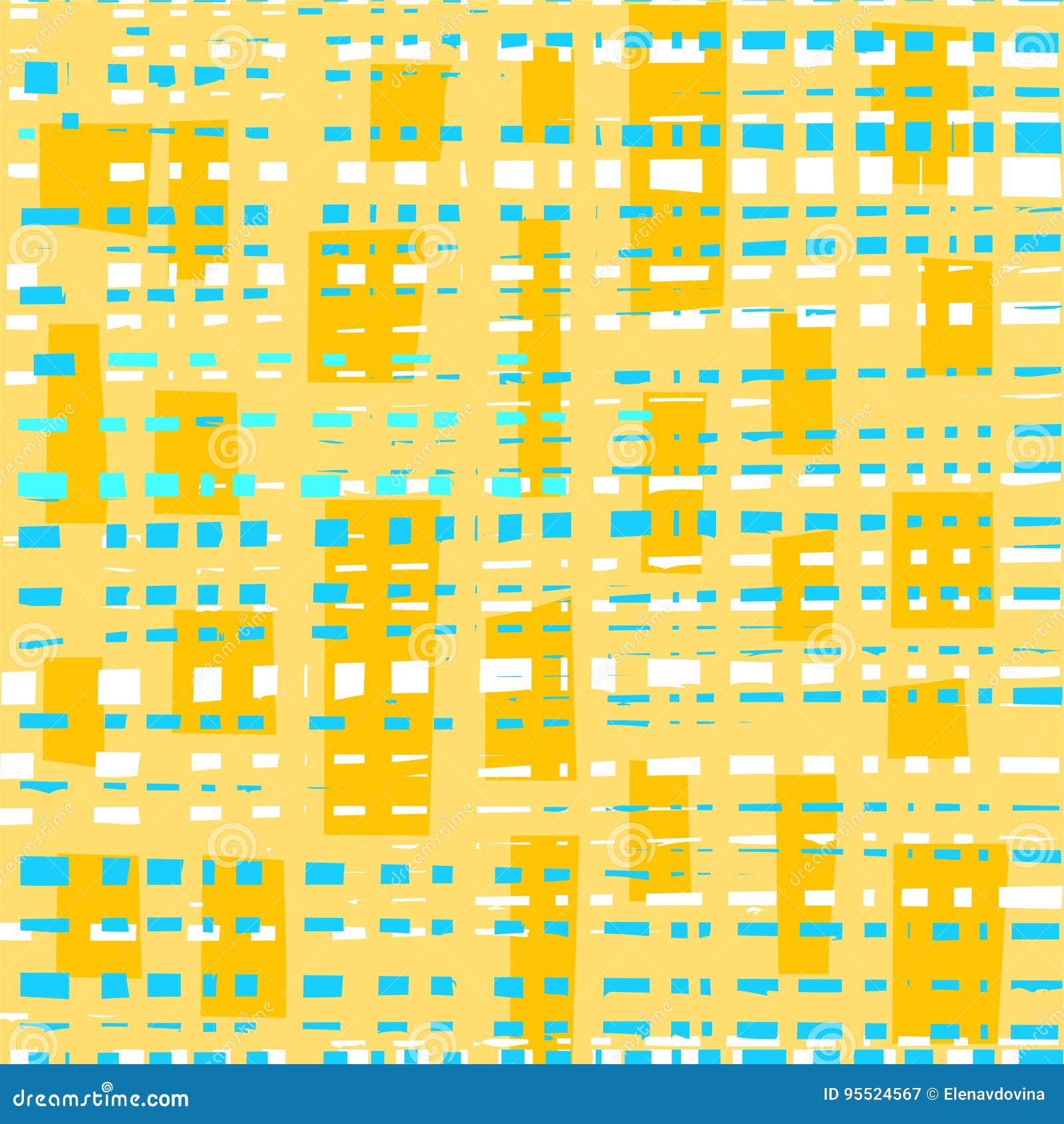 Blue, White Squares, Yellow Background, Abstract, Seamless, Vector ...