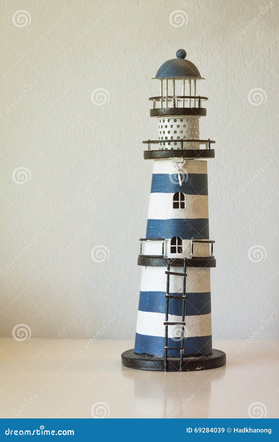 Blue and White Stripe Lighthouse Model Stock Image - Image of ...