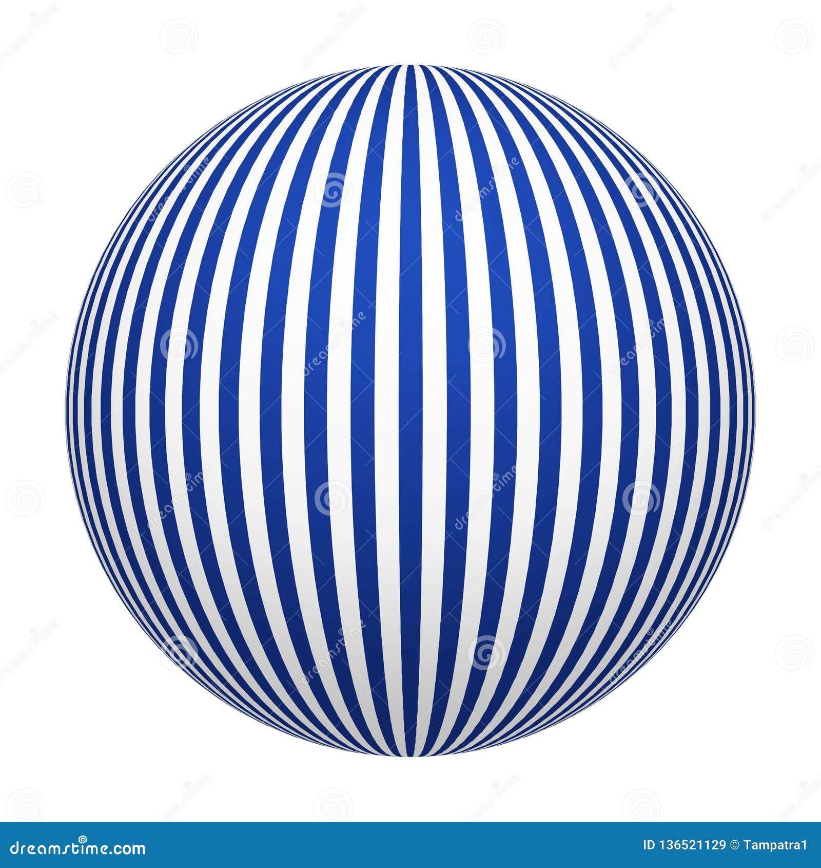 Blue and White Striped Lines Pattern Texture on Sphere or Ball Isolated ...