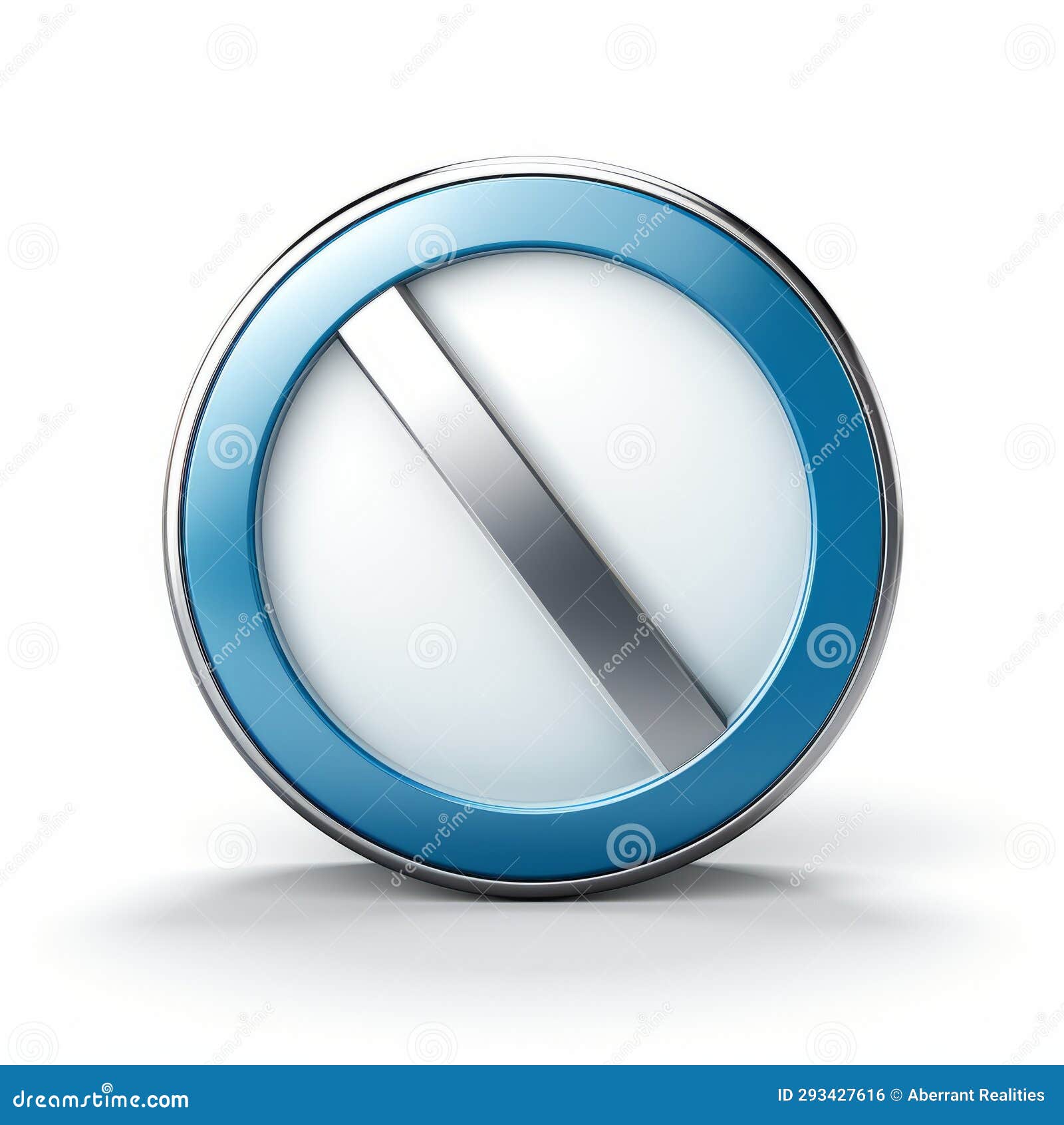 A Blue and White Symbol of a No Entry Sign on a White Background Stock ...