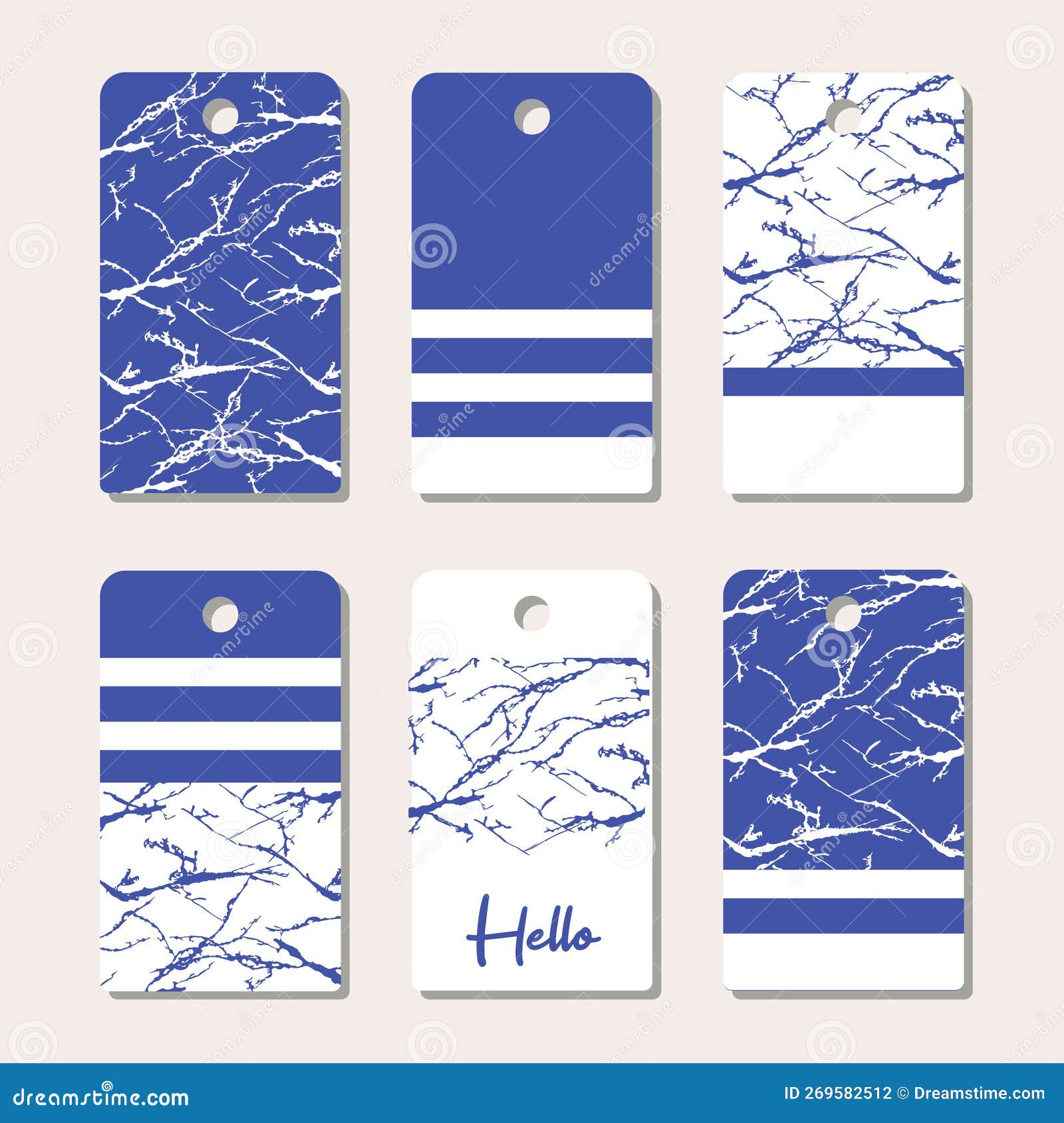 Blue and White Tag Set with Abstract Pattern. Stock Vector ...