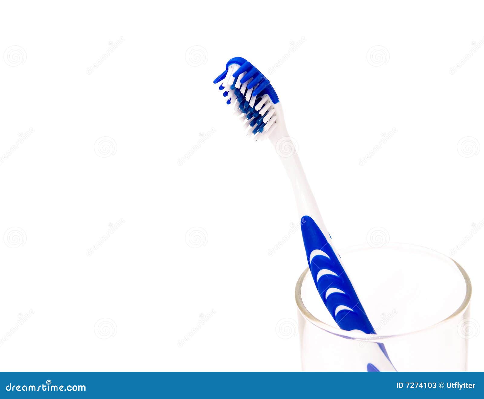 A Blue White Tooth Brush in Glass Stock Image - Image of brush, oral ...