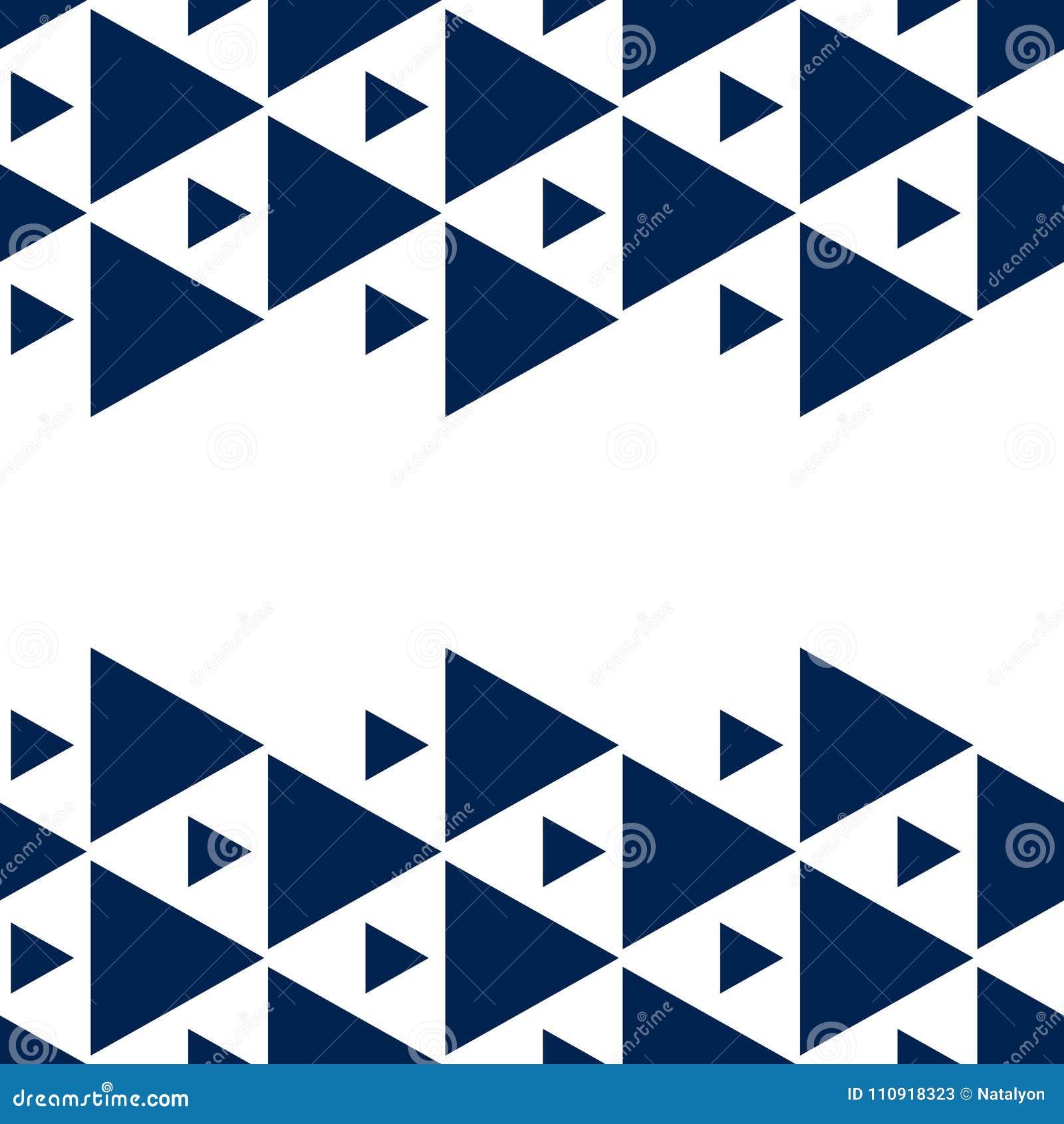 Blue and White Triangles Geometric Abstract Seamless Border, Vector ...
