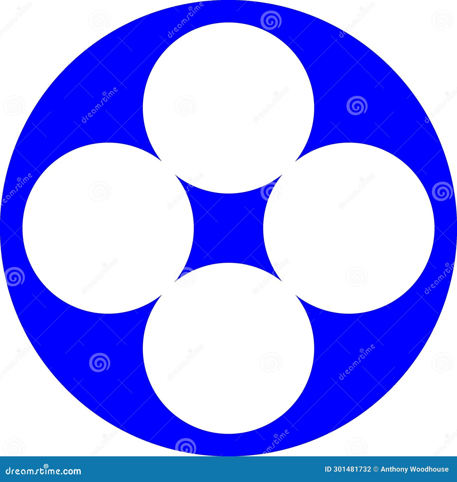 Blue and White Vector Graphic of a Circle Containing Four Smaller ...
