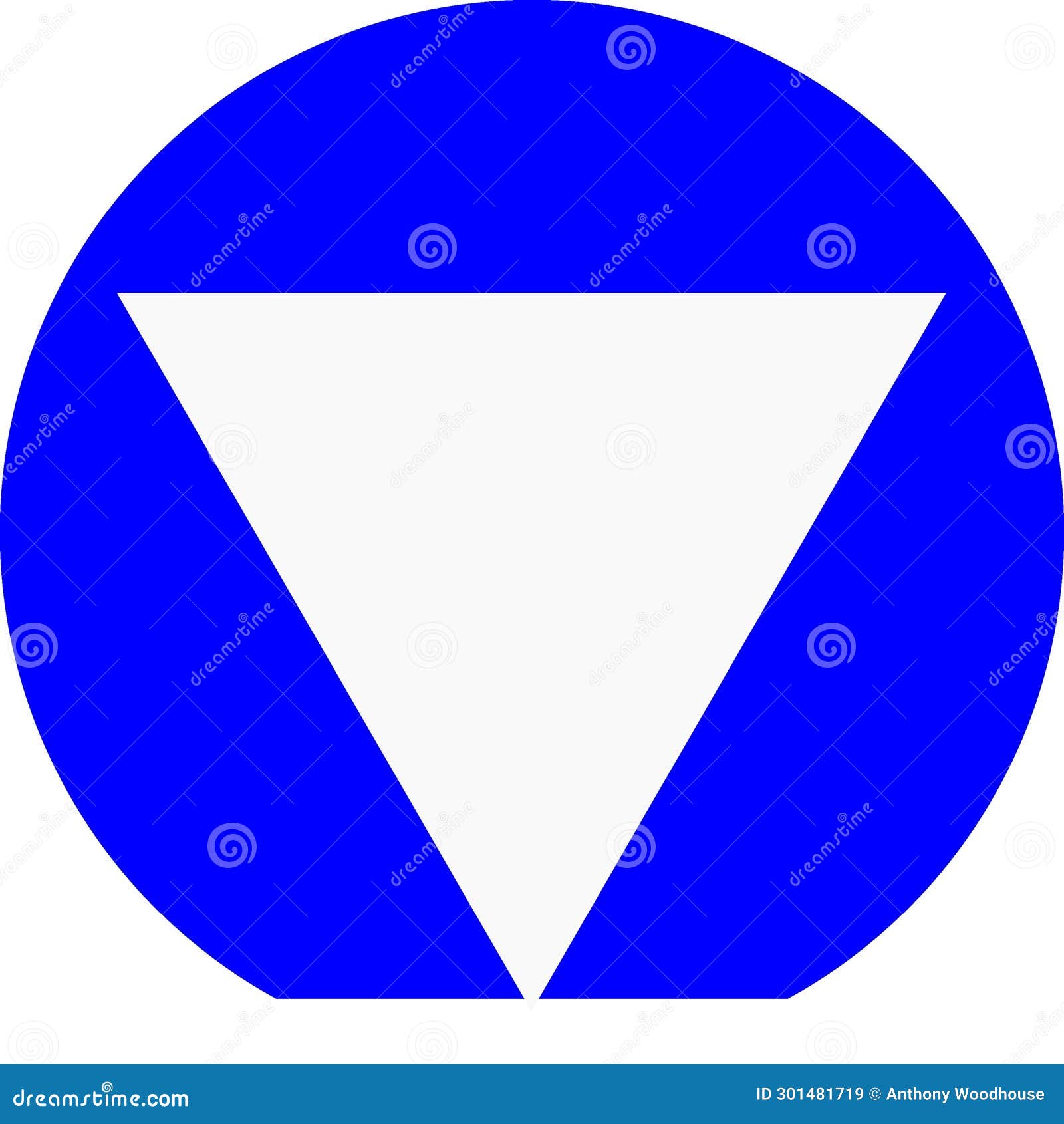 Blue and White Vector Graphic of a Circle Containing a White Triangle ...