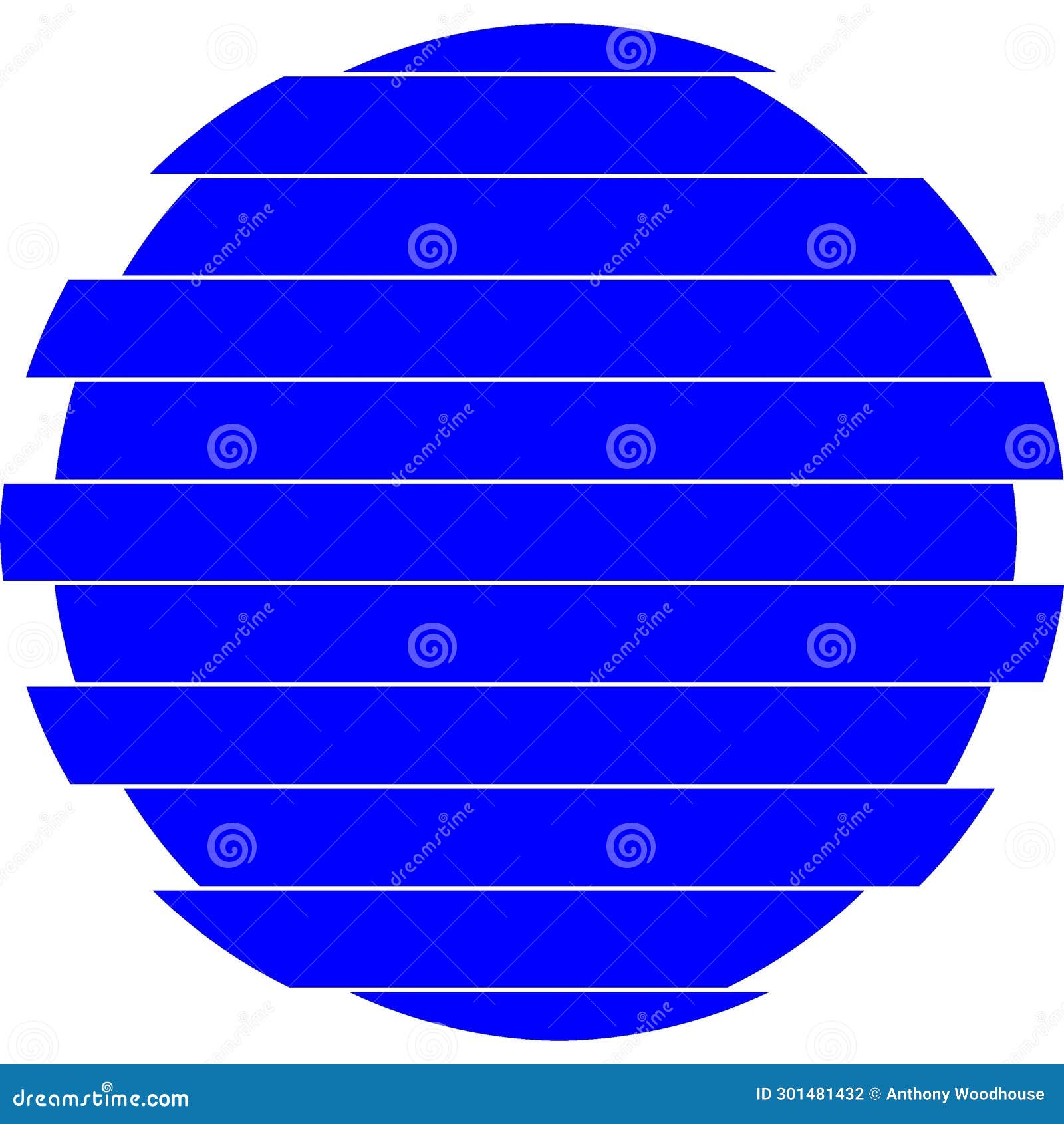 Blue and White Vector Graphic of a Circle Cut into Segments and Moved ...