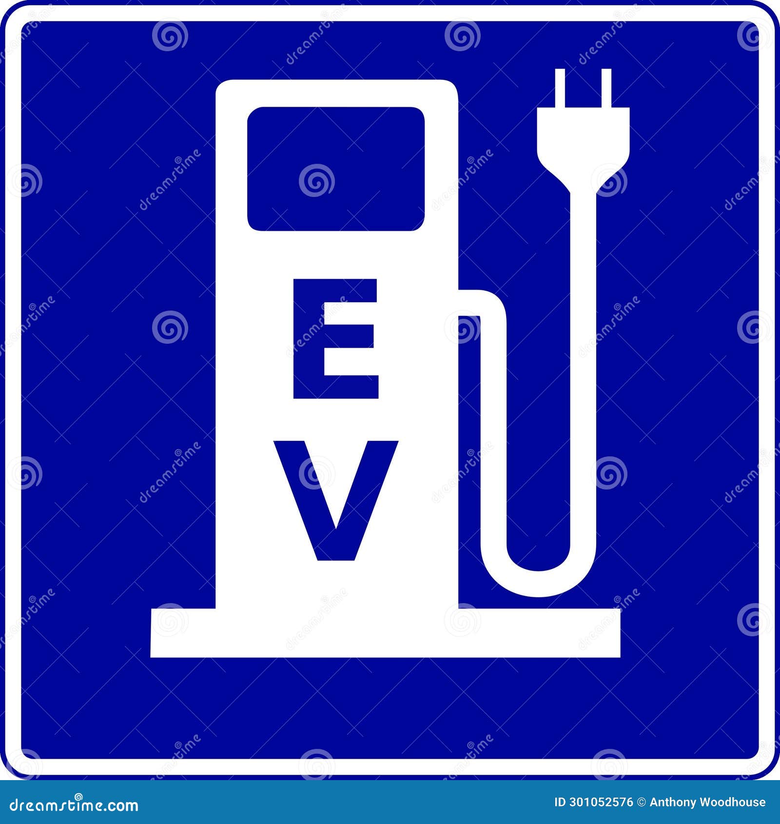Blue and White Vector Graphic of an Electric Vehicle Charging Point ...