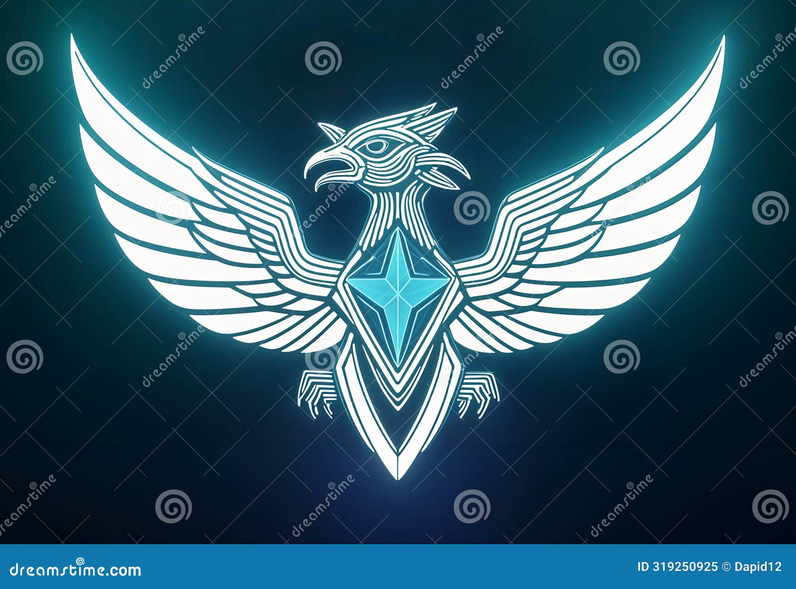 A Blue and White Vector Illustration of a Garuda Bird with a Blue Star ...