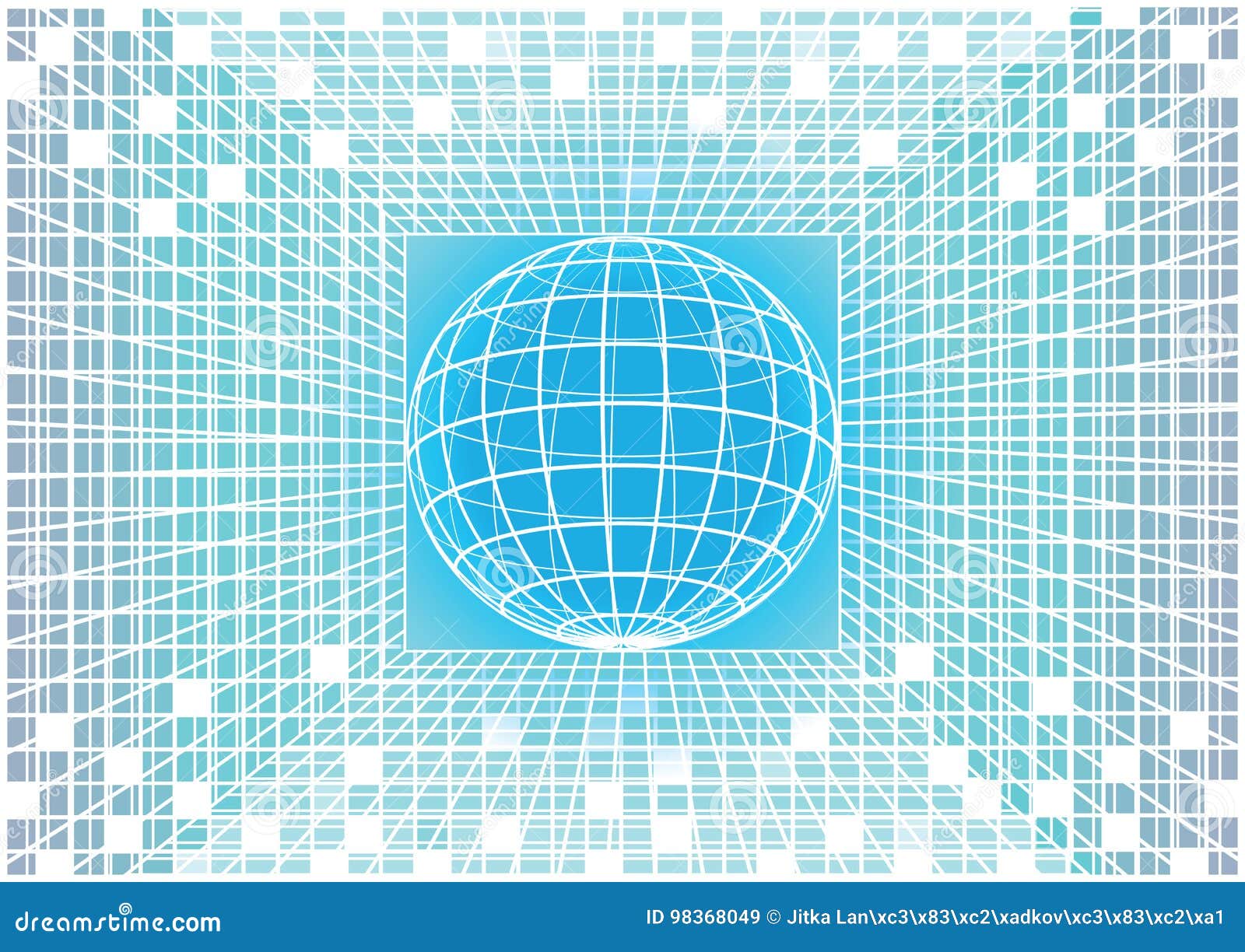 Blue and White Vector Matrix Background with Earth Globe Stock Vector ...