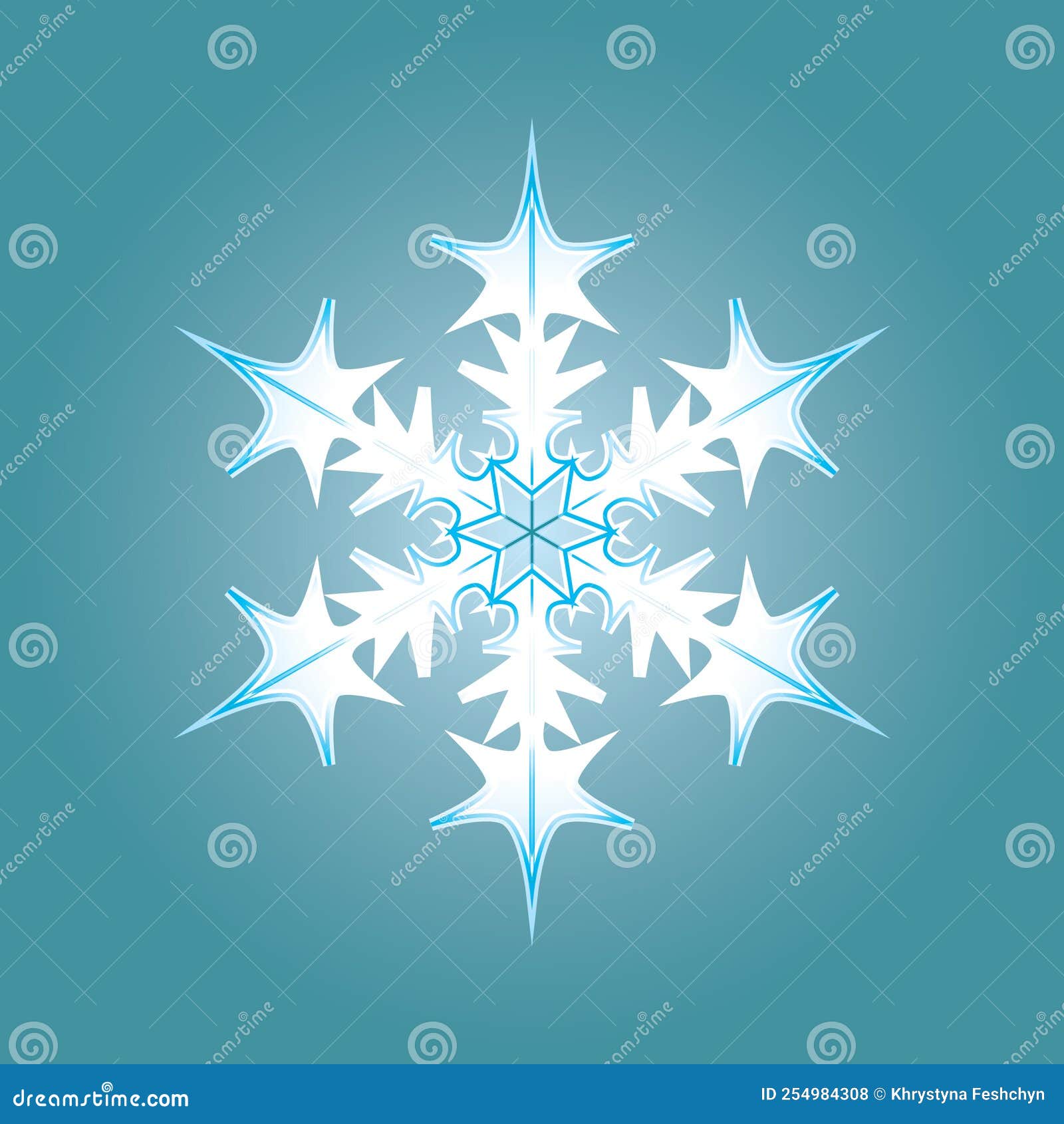 Blue-white Vector Snowflake. Stock Vector - Illustration of crystal ...