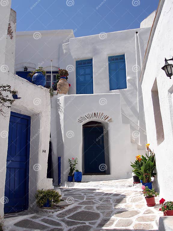 Blue & white village stock photo. Image of house, greece - 5504696