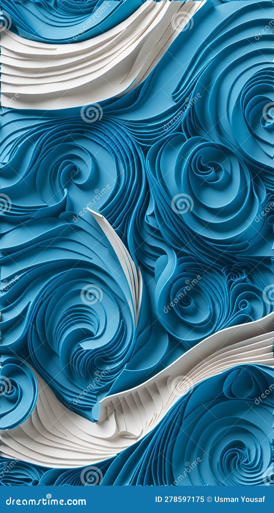 A Blue and White Wall with a Wave Pattern on it Created with Generative ...