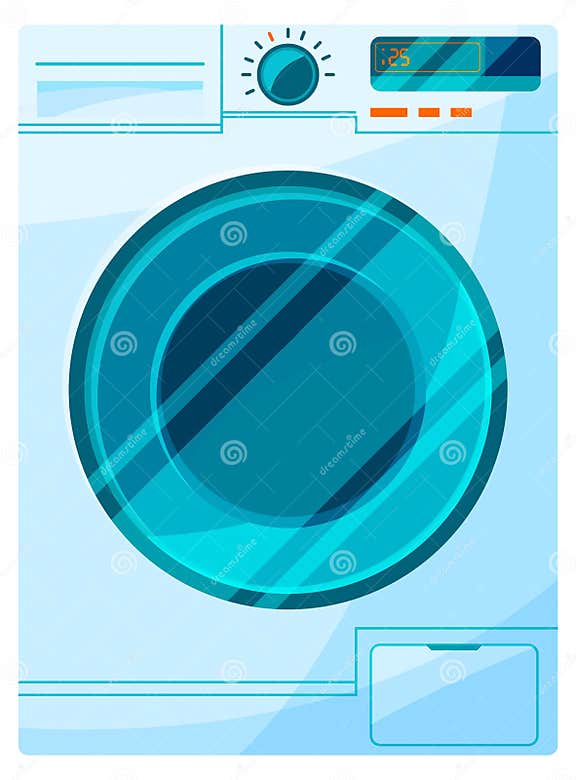 A Blue and White Washing Machine with a Digital Display Stock ...